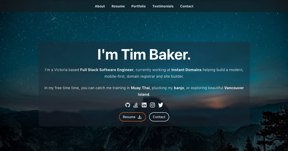 Tim Baker's personal website. A snapshot of my professional life.